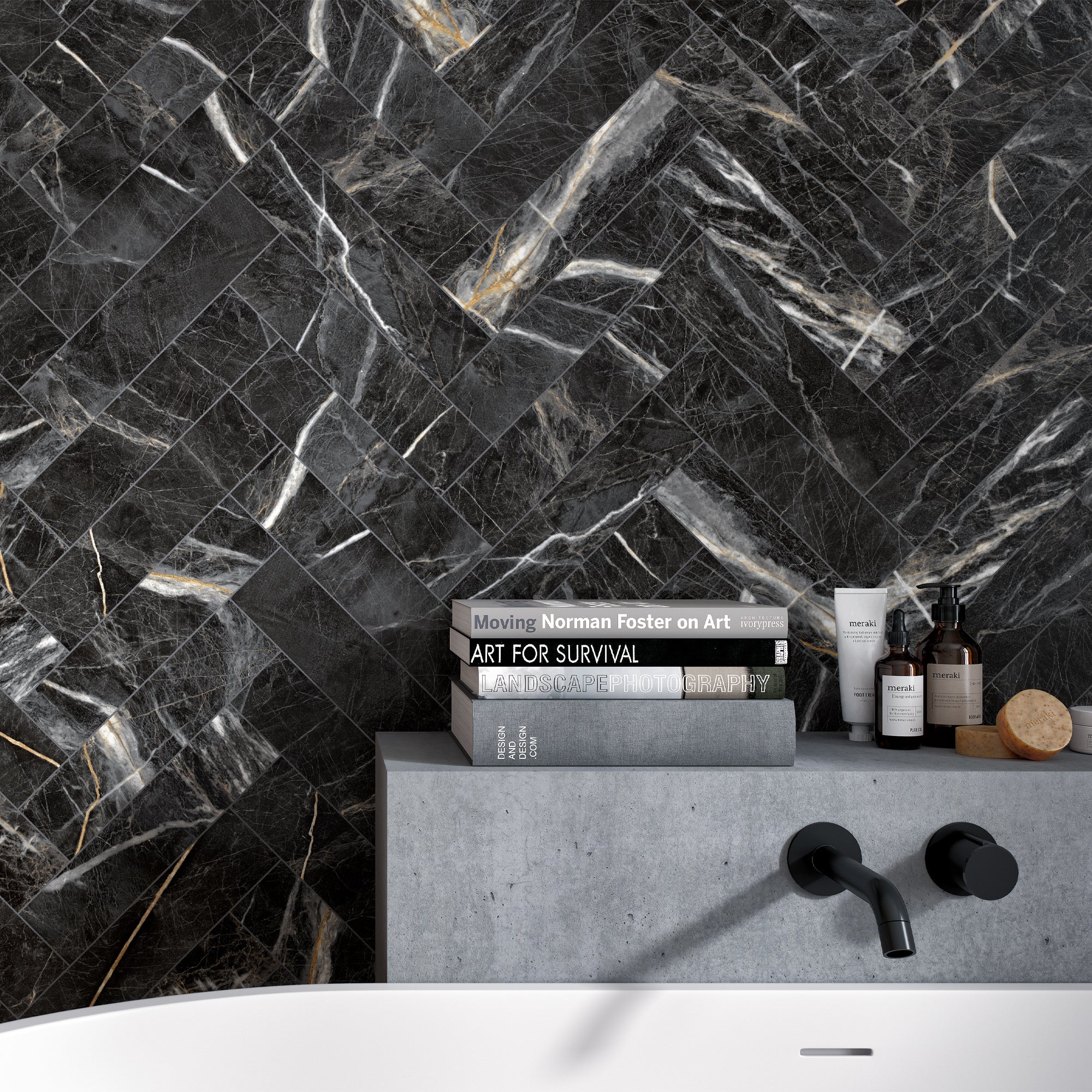 ELEGANCE 3.15"x12.99" Matte Porcelain Floor and Wall Tile - Marquina G