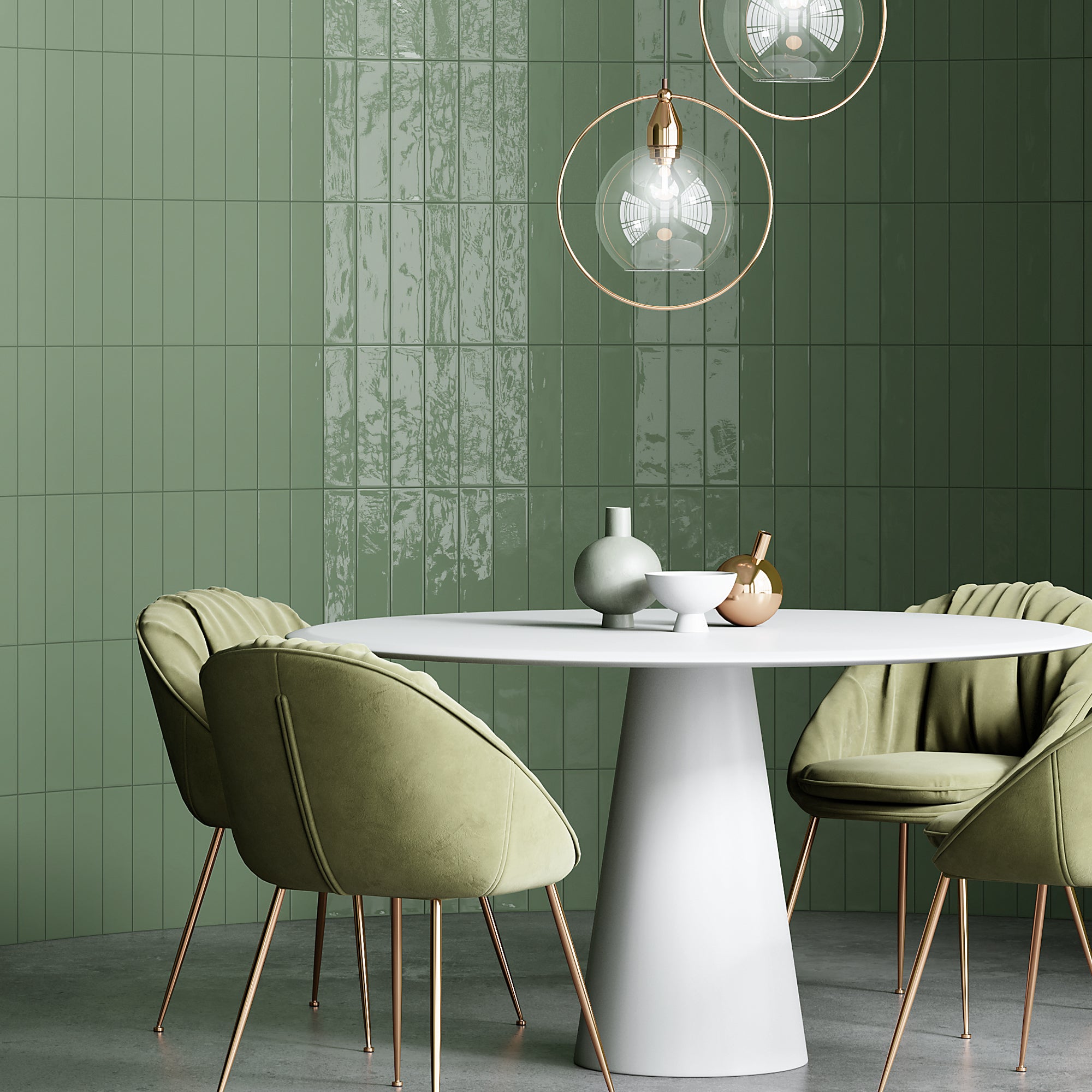 ZARATI 2.95"x11.81" Polished Ceramic Wall Tile - Jade Green