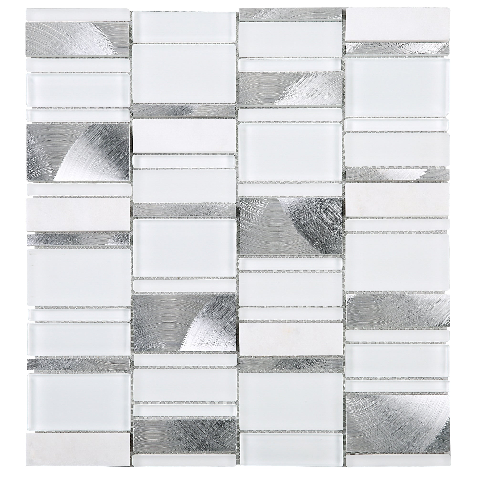 IST-05 White Brickmax-White and Aluminum mosaic tile-Multile-Multi Tile