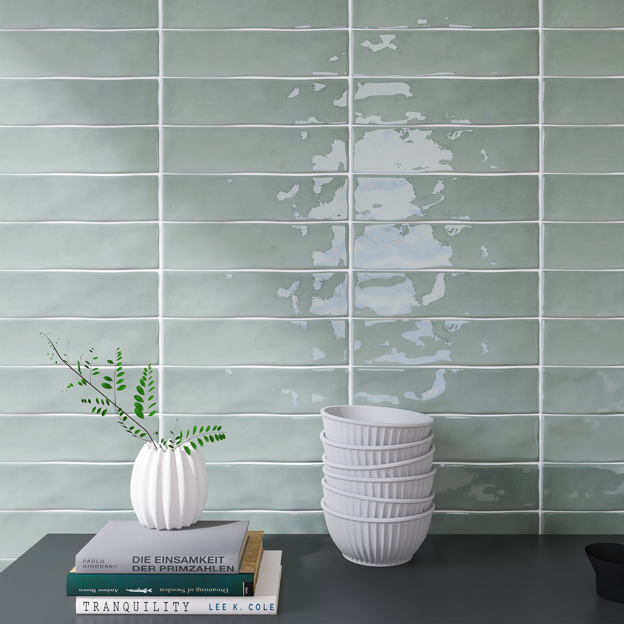 KEZMA 3"x12" Ceramic Subway Wall Tile - Jade Green