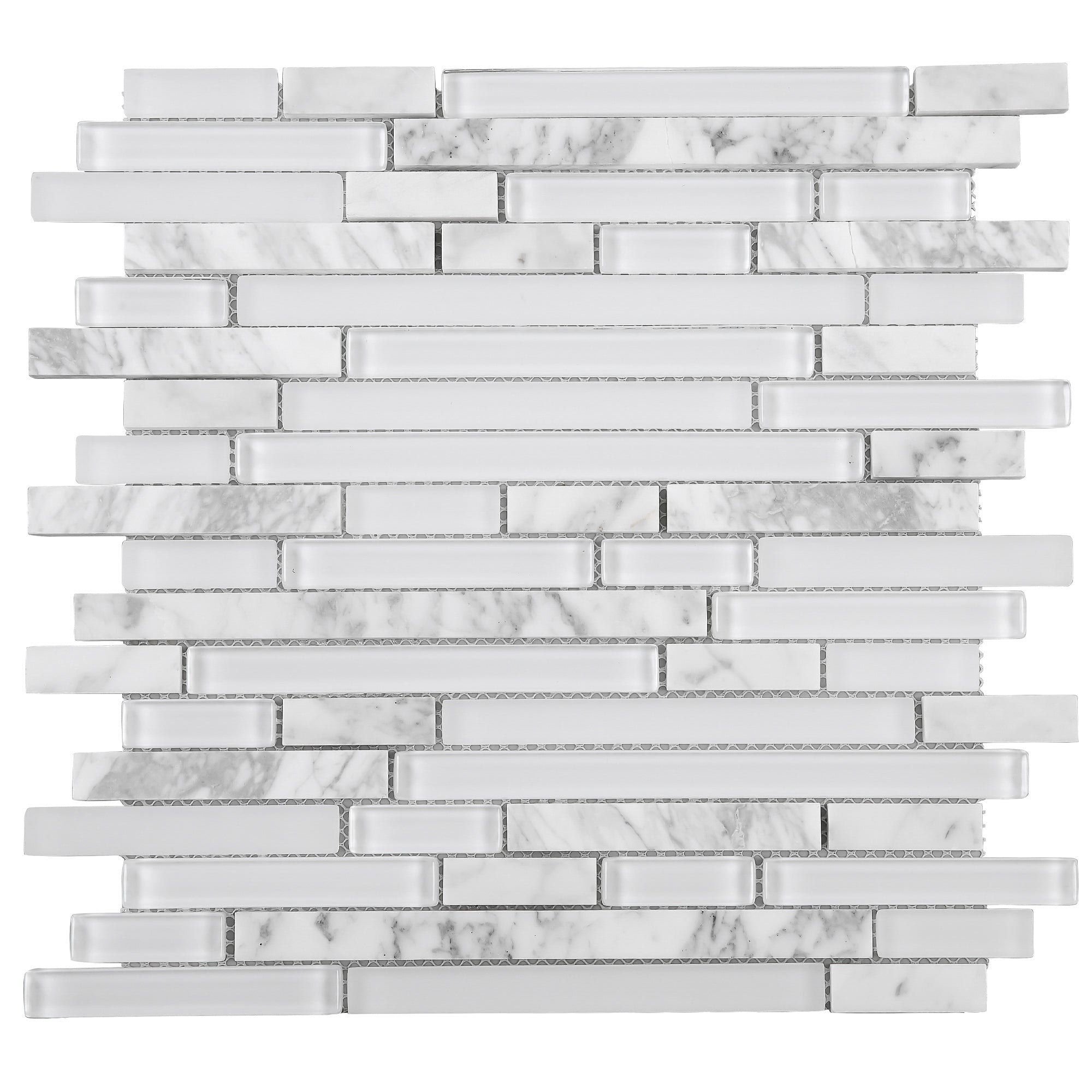 Multile (Multi Tile) White carrara and glass mosaic tile- Mosaic wholesale